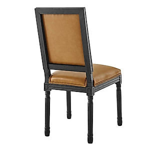 Modway Court French Vintage Vegan Leather Dining Chair in Black Tan