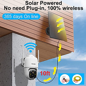 Wireless Solar Outdoor Security PTZ AI Motion Detection Audio WiFi Camera,Home Security,Spotlight Colorful Night Vision,360 View,IP65 Waterproof,PIR Alarm,Rechargeable Battery,2-Way Speak,SD /Cloud