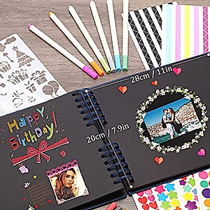 AIOR Scrapbook Photo Album 12.6 x 8.3 Inch 80 Pages Scrapbook Album, Thick Scrap Book with 12 Metalic Pens for DIY Photo Album Anniversary Christmas Birthday Gifts (Blue)