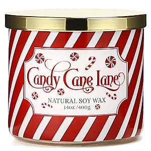 Christmas Candle, Christmas Candy Candle, Christmas Candle Gifts for Women Christmas Decorations, Large 3 Wicks Scented Candle for Christmas, 14 oz Soy Wax Candle