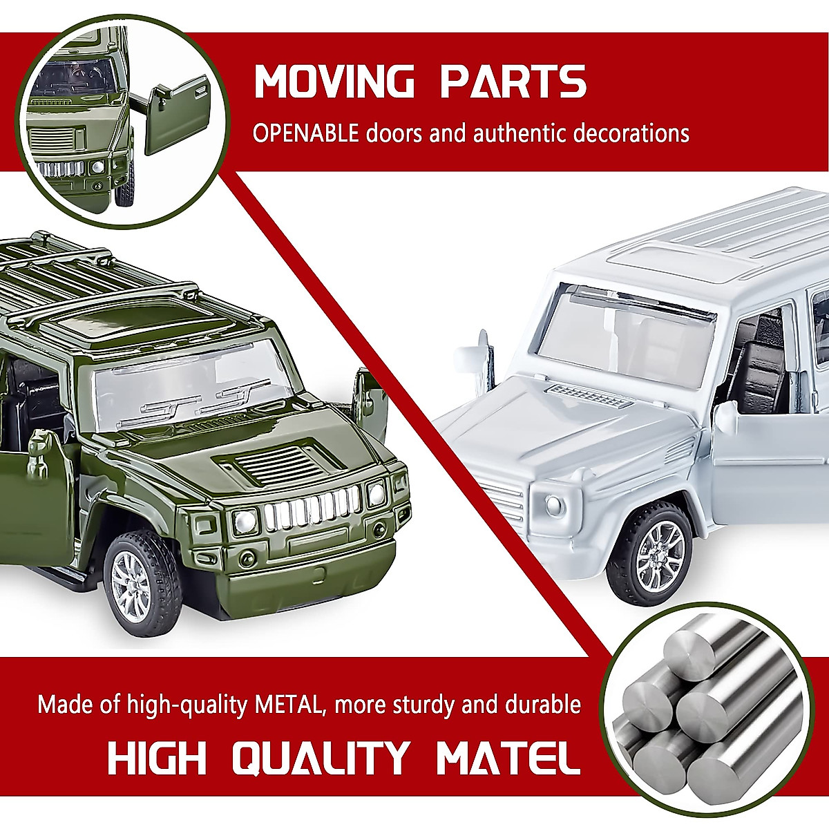 KIDAMI Die Cast Metal Toy Cars Set of 5, Openable Doors Pull Back Car Gift Pack for Kids (Private car)