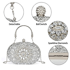fannos Rhinestone Evening Clutch Purses for Women, Party Crystal Purses Diamond Handbag Weddings Formal Bag (A Silver)
