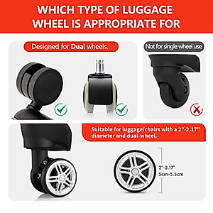 jake.secer 8 Packs Luggage Wheel Covers Silicone, Suitcase Wheels Protector Cover Replacement, 8 Spinner Rubber Wheel Covers for Your Suitcases or Office Chair Caster Wheels, Durable and Reduce Noise
