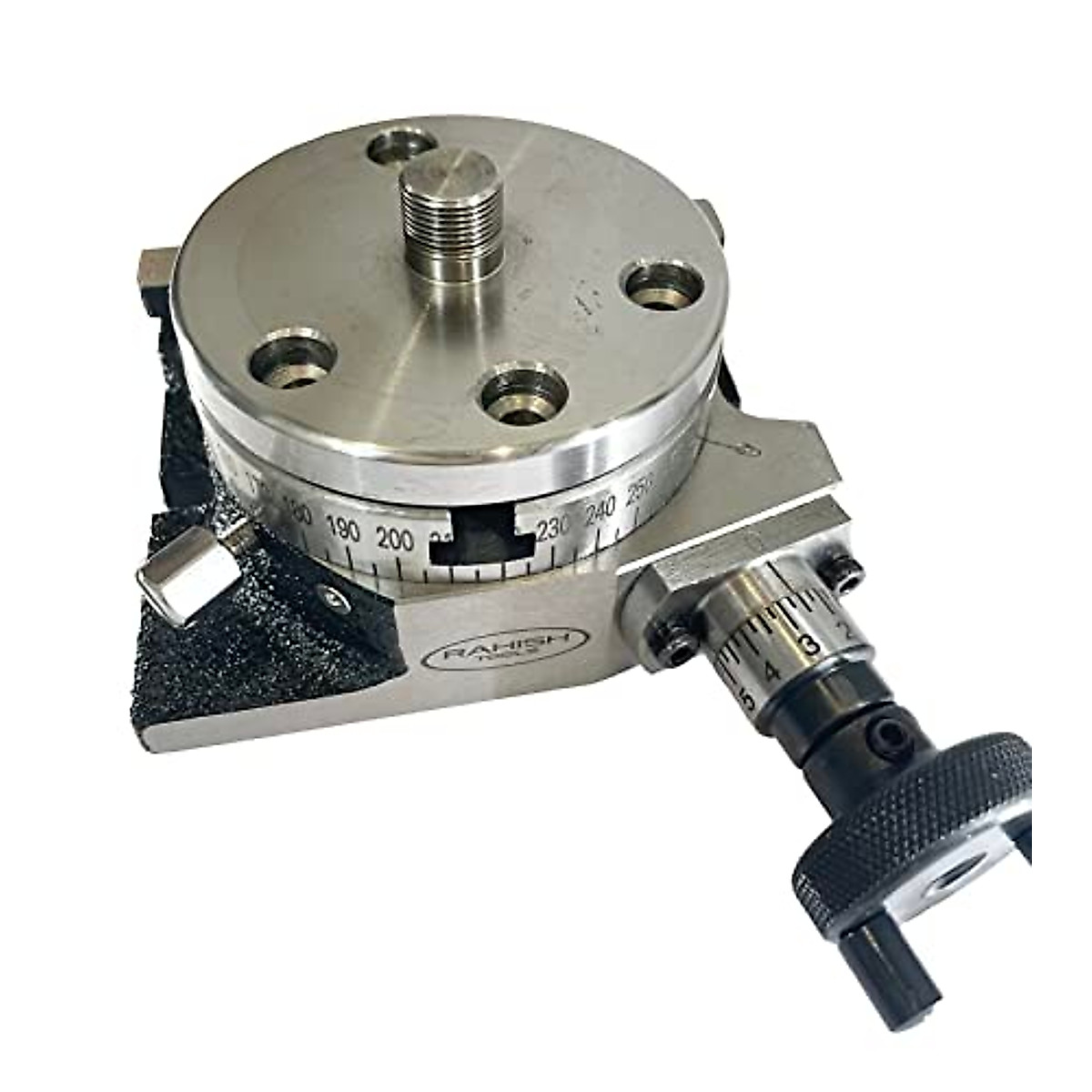 3" inches (75mm) 4 slots Horizontal and Vertical (H/V) Rotary Table with 65mm 3 Jaws Self Centering Chuck with Back Plate and T-nuts for Milling Engineering Tools