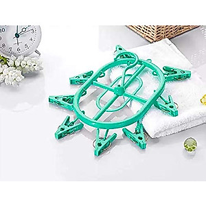 NL Lake Tian Laundry Hangers with 8 Clips, Fordable Laundry Drying Rack Three Colors (Green)