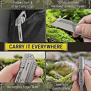 QHYITONTI EDC Box Cutter Knife Alien MT8 Folding Knife Outdoor EDC Mulititool Gear (Polishing)
