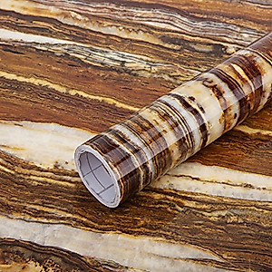 GLOW4U Self Adhesive Gloss Marble Granite Look Contact Paper Film Vinyl Peel-Stik Counter Top Kitchen DIY Bathroom Wallpaper (24 by 117 Inches)