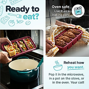 Souper Cubes 1 Cup Silicone Freezer Tray With Lid - Easy Meal Prep Container and Kitchen Storage Solution - Silicone Molds for Soup and Food Storage - Cranberry - 1-Pack