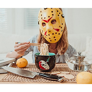 FRIDAY THE 13TH Jason Voorhees 20-Ounce Ramen Bowl and Chopstick Set Blue (WBH701KD)