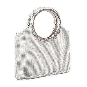 BAGLAMOR Women's Handbag Crystal Rhinestone Bag Evening Bags Wedding Clutch Purse (Silver #1)