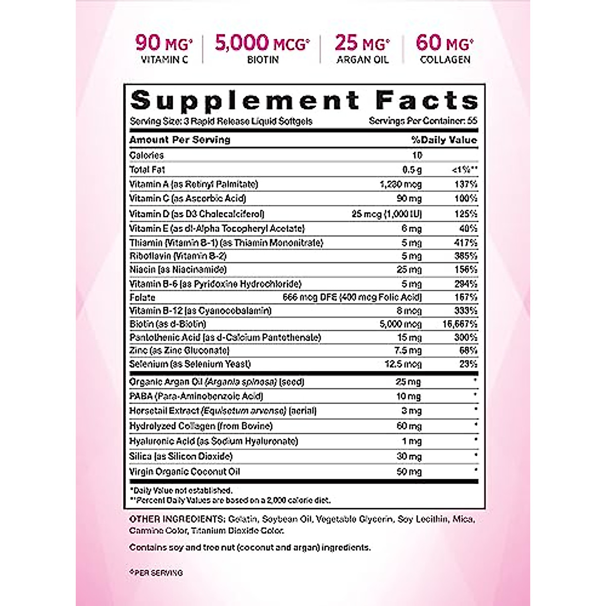 Hair, Skin & Nails Vitamin | 5000mcg Biotin | 165 Softgels | with Collagen | Non-GMO & Gluten Free Supplement | by Nature's Truth