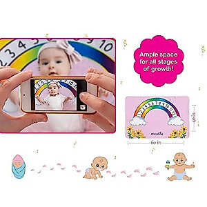 SleepyCookie: Baby Monthly Milestone Blanket, Baby Girl Gift, Baby Gift Set — Lightweight, Soft, Colorful —Rainbow Edition| 2 Frames| Scrapbook Stickers| Fleece, 60"x40" (Pink)