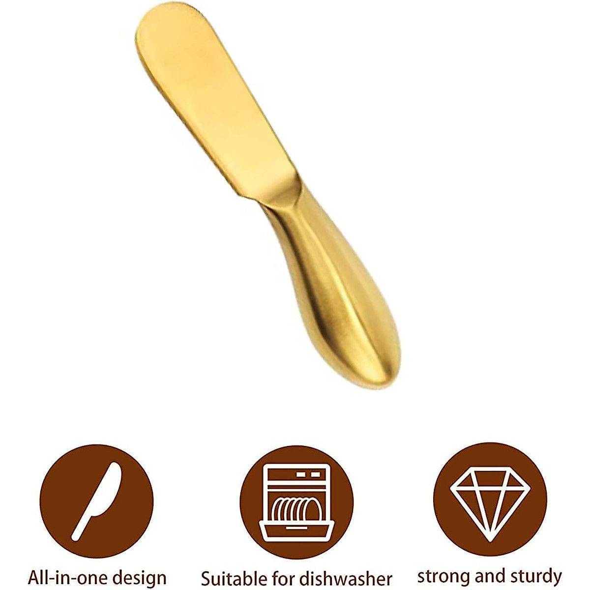 HSHQING 2Pcs Golden Butter Knife, Cheese and Butter Spreader Knive Set One-piece Stainless Steel for Home Breakfast Use, Deluxe Sandwich Cream Cheese Condiment Knives Flatware