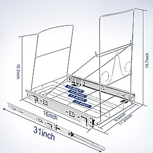 Pull Out Adjustable Under Cabinet Trash Can Pull Out Slider Slide Shelf for Kitchen Sink, Fit for Most 7-11 Gallon Garbage Can - Trash Can Not Included