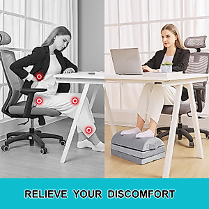TokSay Foot Rest for Under Desk with 3 Adjust Heights - Memory Foam Foot Stool - Back, Lumbar, and Knee Pain Relief - Perfect for Office, Home, Working and Gaming Use (Gray)