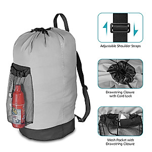 Dalykate Laundry Bag with Shoulder Straps and Mesh Pocket and Mesh Laundry Bags 3 Pack, 2 Item Bundle