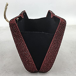 Elegant Women Crystal Evening Bags Wedding Cocktail Party Diamond Clutch Handbags (Wine Red)