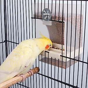 2-Pack No-Mess Automatic Bird Feeder Parrot Feeder Cage Accessories Supplies for Feeder Integrated Automatic Box Parakeet Canary Cockatiel Finch (2pcs)