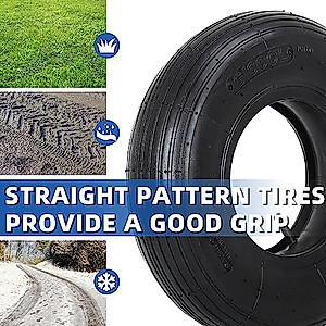 GICOOL 4.00-6 Replacement Tire and Inner Tube Set, 13" Heavy Duty Tire and Wheel, TR-13 Straight Valve Stem, for Wheelbarrow Trolley Dolly Garden Wagon Wheel Replacement, 1 Pack