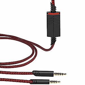 MQDITH 2.0M Replacement Audio Cable Compatible with Astro A40 A40TR Gaming Headset, Inline Mute Wire and No Volume Control Cord (Nylone Cord, Red/Black)