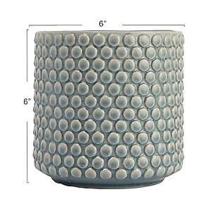Bloomingville Coastal Stoneware Pot with Raised Dots and Crackle Glaze, Sky Blue, 6"