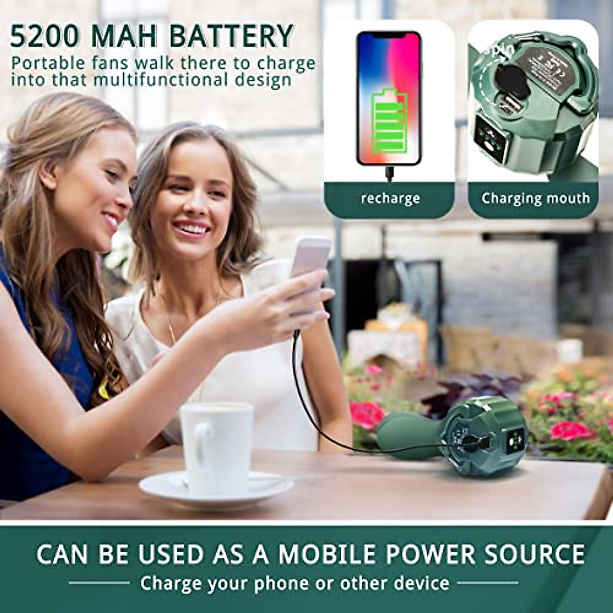 Hssio Camping Fan with LED Light, 7500mAh Rechargeable Portable Ceiling Fan with Remote Control, Tent Fan with 3-Speed Adjustable & Detachable Fan Blades for Outdoor