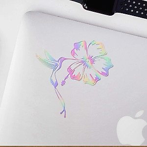Transparent Decal Stickers of Hummingbird and Hibiscus Tattoo (Hologram) Premium Waterproof Vinyl Decal Stickers for Laptop Phone Accessory Helmet Car Window Mug Tuber Cup Door Wall ANDstic603753HOAA