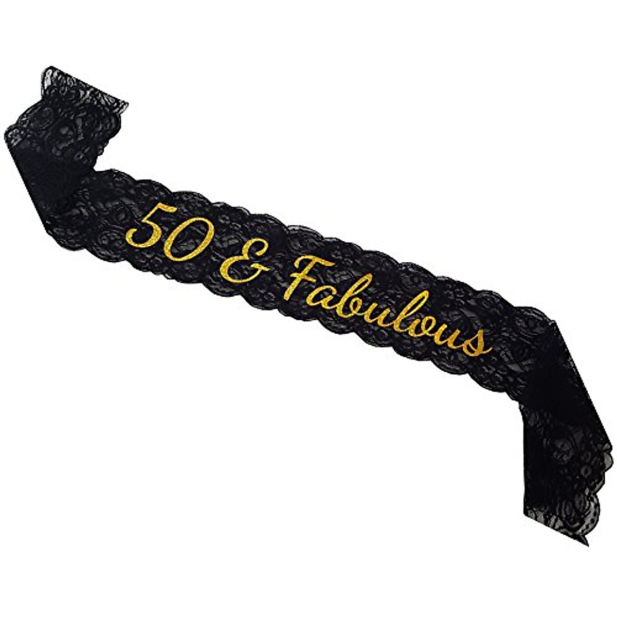 Girlz Nights 50 & Fabulous Lace Sash - 50th Birthday Sash (Black)