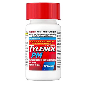 Tylenol PM Extra Strength Pain Reliever & Sleep Aid Caplets, 500 mg Acetaminophen, 50 ct