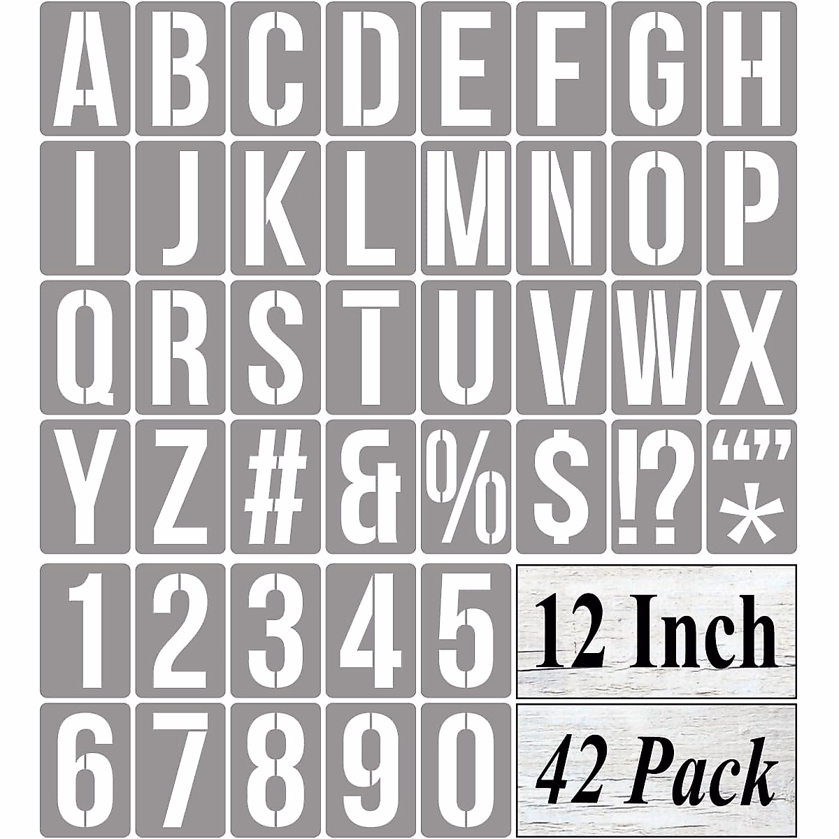 12 Inch Alphabet Letter Stencils for Painting - 42 Pack Letter and Number Stencil Templates with Signs for Painting on Wood, Reusable Numbers and Letters Stencils for Chalkboard Wood Signs & Wall Art