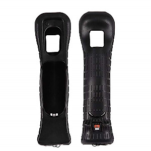 Wii Motion Plus Sensor Adapter with Silicon Case Cover and Wrist Strap, Wii Nunchuk Remote Controller Attachment for Nintendo Wii and Wii U Black