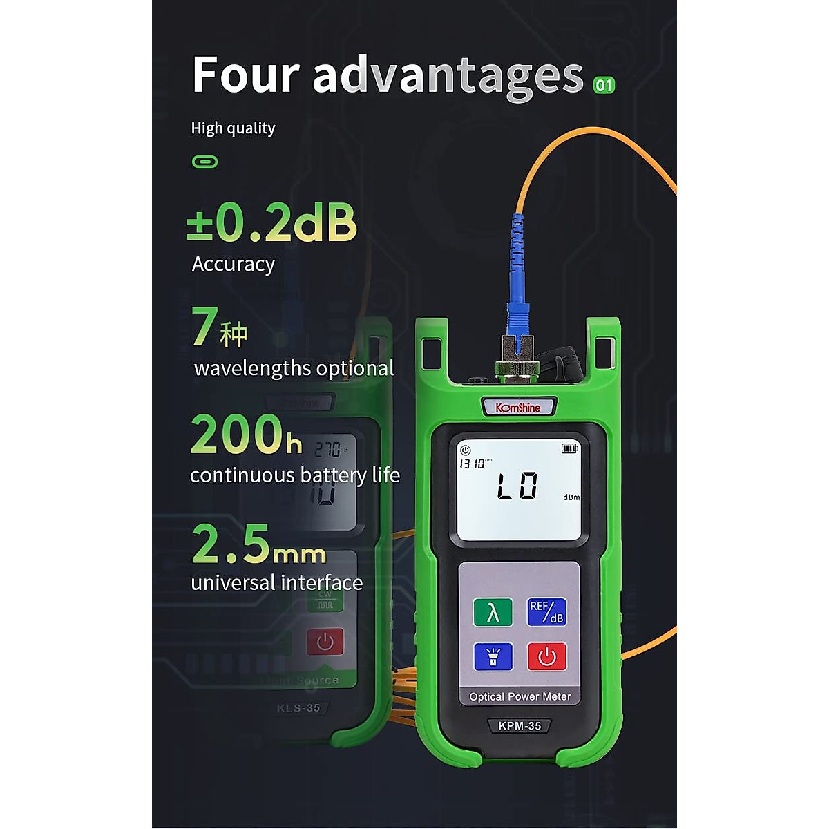 KomShine KPM-35 Optic Fiber Power Meter with Measurement Range -70~+10dBm, Self Calibration Function