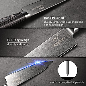 NANFANG BROTHERS Damascus Knife Set 4 PCS, Japanese Knife Set, Chefs Knife Sets Professional, Kitchen Knife Set, 8" Chef Knife, 5" Santoku Knife, 3.5" Paring Knife and Sharpener