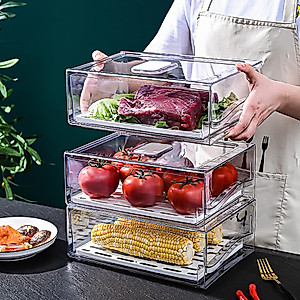 Fridge Drawers, Refrigerator Organizer Bins with Pull-Out Drawer, Stackable Refrigerator Drawers Set for Save Vertical Space, Clear Fridge Drawer for Storage Clear for Food, Drinks, Vegetable(S)
