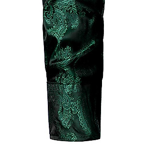 ZEROYAA Men's Paisley Jacquard Slim Fit Long Sleeve Button Up Dress Shirt for Party Prom ZLCL28-Emerald Small