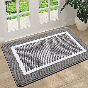 Colorxy Indoor Door Mat, Non-Slip Absorbent Resist Dirt Entrance Mat, Durable Low-Profile Inside Floor Mats, Washable Front Entry Doormats for Entryway, 32''x20'', Grey