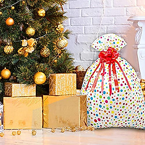 WISHOPE 6 Pieces 48" Jumbo Plastic Gift Wrapping Bags Extra Large Gift Sack Giant Goody Bags XL Present Bags for Baby Shower New Parents Birthday Wedding Christmas with 6 Pieces Pull Bows