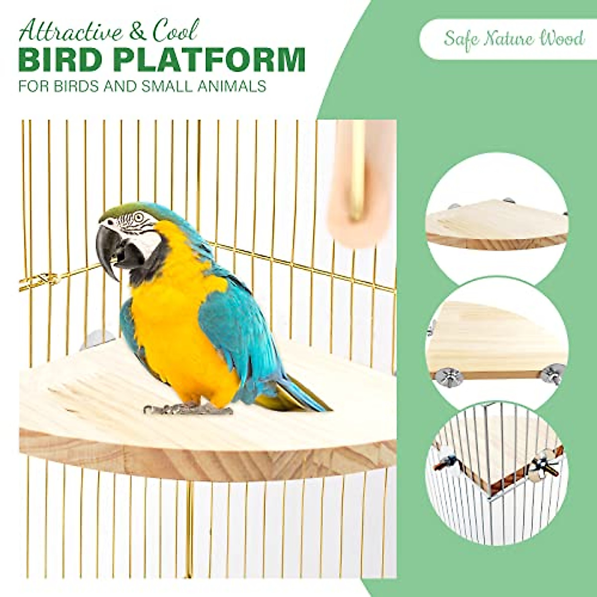 2 Pieces Bird Perches Bird Platform Perch with Pet Toys Bird Cage Accessories Parrot Perch Bird Rest Platform and Training Toy for Parakeet Gerbil Cockatiel Budgie Rat Mouse Chinchilla Hamster