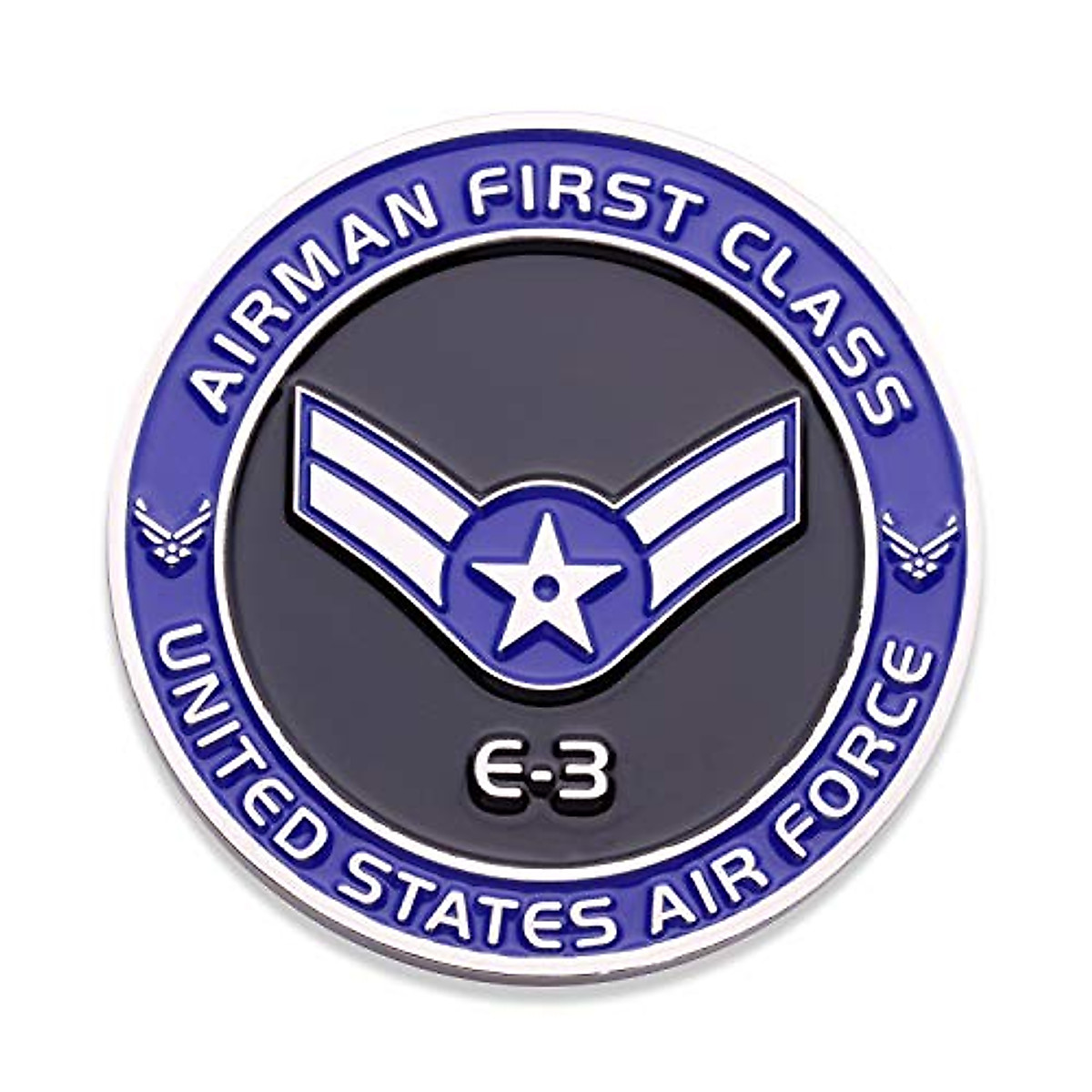 Air Force Airman First Class E3 Challenge Coin! United States Air Force Airman First Class Rank Military Coin. E-3 USAF Challenge Coin! Designed by Military Veterans - Officially Licensed Product!