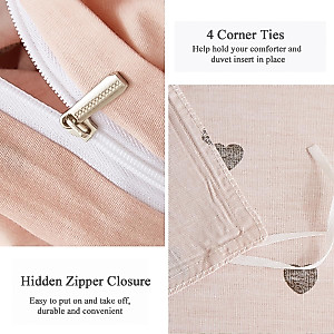 Nayoroom Pink Heart Duvet Cover Queen Size 100% Cotton Cute Romantic Love Heart-Shaped Comforter Cover for Kids Girls 3 Pieces Soft Breathable Elegant Comforter Cover with Zipper Closure