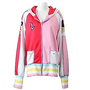 Women's Anime Uta Cosplay Costume Coat Red Long hoodie Uta Jacket Dress Suits with Accessories Halloween(uta-F, M)