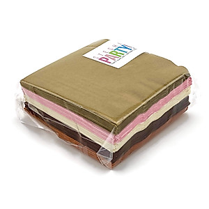 Pink Gold Brown Ivory Paper Beverage Napkins, Party Supplies, Girl Woodland Animal Birthday, Fall Baby Shower, Table Decorations, Drink, Cocktail, 50 Pack