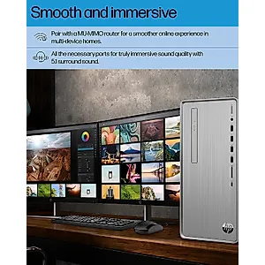 HP 2023 Newest Pavilion Desktop PC, AMD Ryzen 7 5700G (8 cores), 32GB RAM, 2TB SSD, 2TB HDD, AMD Radeon Graphics, Wi-Fi, Bluetooth, Keyboard and Mouse Combo, 9 USB Ports, Windows 11 Pro, Silver