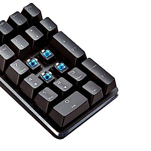 Qisan Mechanical Numeric Keypad Wireless Bluetooth Keypad Cherry MX Blue Switch 21 Keys Mini Numpad Portable Keypad Extended Layout Magicforce for for Financial Cashier Securities-Black