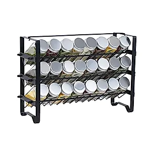 H-SPACE Spice Rack Organizer for Cabinets, 3 Tier Spice Rack Organizer, Removable Countertop Spice Rack, Freestanding Spice Jar Organizer for Kitchen Counter (Black)