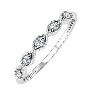 0.06 Carat Diamond Twisted Wedding Band Ring in 10K White Gold (Ring Size 9)