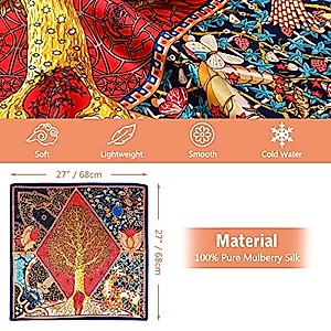 100% Silk Head Scarf for Women - 27" Hair Scarves Satin Head Scarf Bandanas Square Silk Hair Night Sleeping with Gift Packed