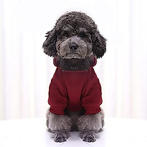 Dog Hoodie with Pocket Pet Warm Sweater for Winter Small Medium Dogs Puppy Coat Red XS