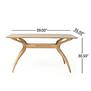 Christopher Knight Home Salli Wood Dining Table, Natural Oak Finish