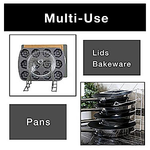 Smart Design Bakeware and Lid Storage Rack with 4 Compartment Dividers - Steel Metal Frame - Rust Resistant Finish - Cooking and Baking Pantry Organization - Kitchen 10 x 8 Inch - Charcoal Gray